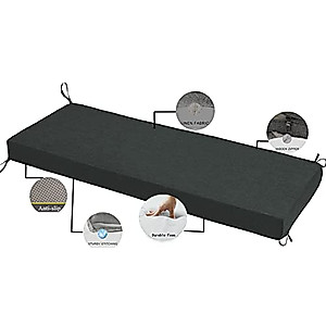 MYLSMPLE Bench Cushion Chair Pad Outdoor Bench/Swing Cushion Slip Cover Water Resisitant UV Protection Indoor Patio Furniture Cushion Cover with Zipper Replacement Cover (36"X18"X2", Dark Grey)