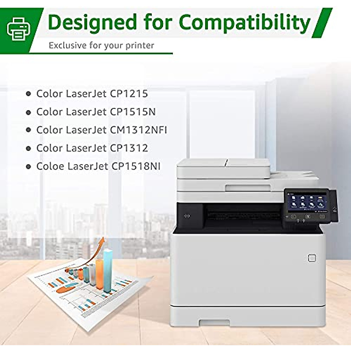 GREENSKY Compatible Toner Cartridge Replacement for HP 125A CB540A CB541A CB542A CB543A Color Laserjet CM1312 MFP CM1312nfi CP1215 CP1515n CP1518ni Printer (Black, Cyan, Yellow, Magenta, 4-Pack)