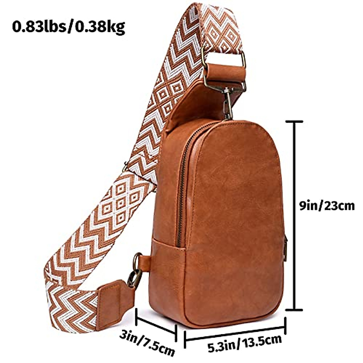 Chest Bag Sling Bag for Women, Small Crossbody PU Leather Satchel Daypack for Lady Shopping Travel Fashion Shoulder Strap (Brown)