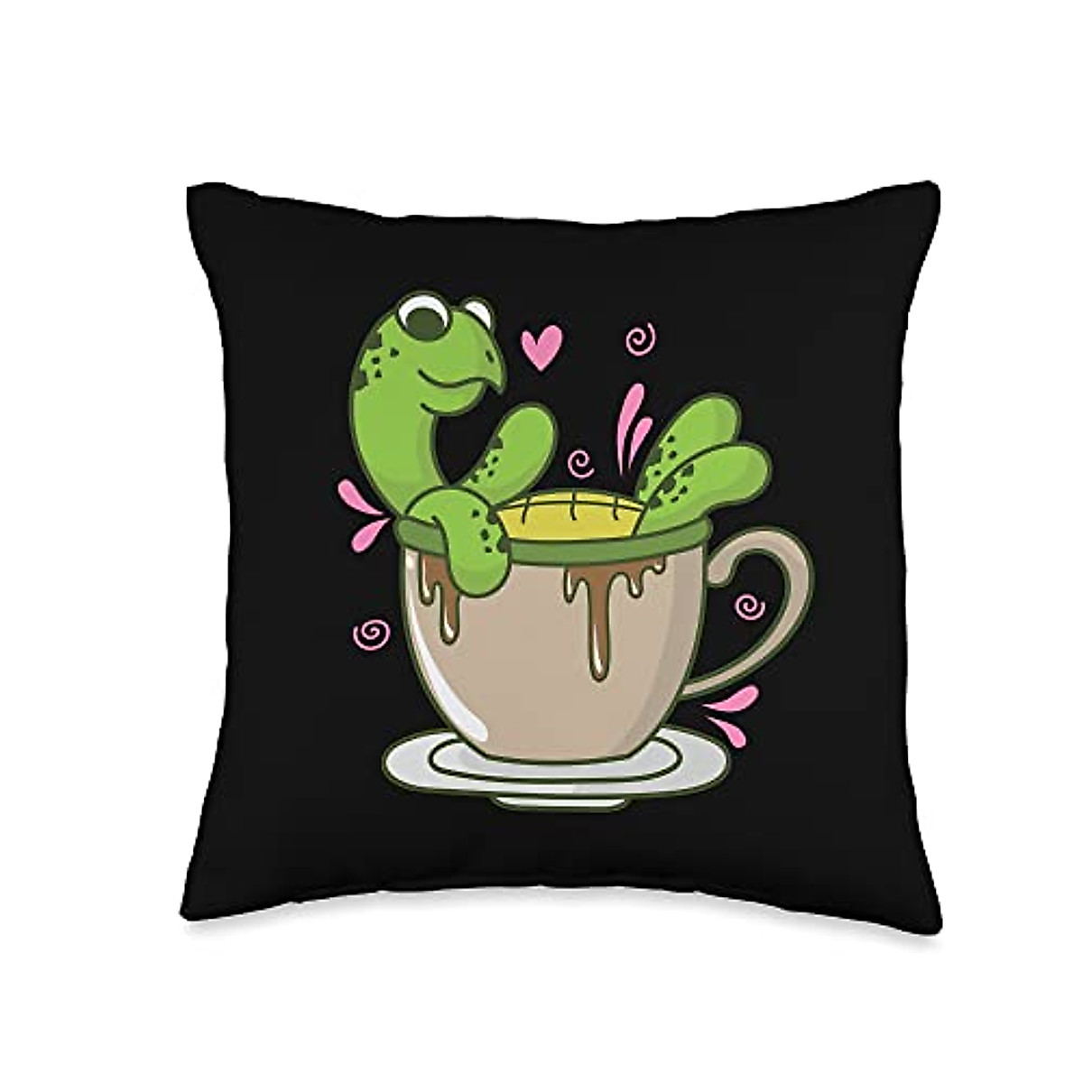 Turtle reptile carapace old Sauropsida Testudines Turtle in Cup Reptile Water Back Shell Throw Pillow, 16x16, Multicolor