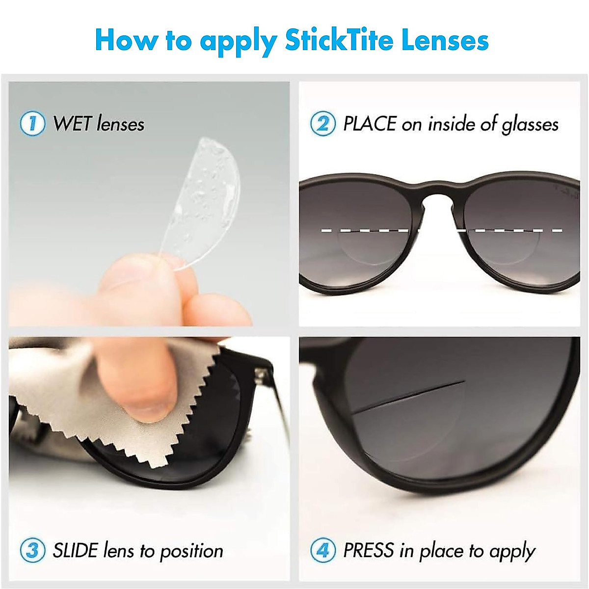 StickTite Lenses Small 28mm (Single Pack) – Stick-on bifocal lenses - Instantly convert sunglasses into magnified, bifocals. Reusable lenses (1 pair) 1.75 diopter