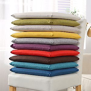 XRuixiEr 2pcs Chair Cushion,Square Seat Pad Stool Cushion Soft Cushion Memory Foam Chair Pad with Removable Zippered Cover for Dining Garden Kitchen-Yellow 40x40cm(15.7x15.7in)