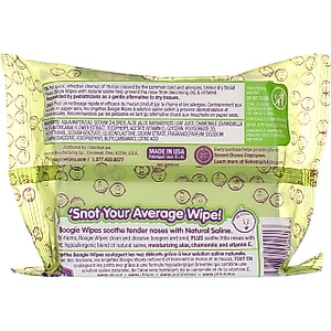 Boogie Wipes Natural Saline Hypoallergenic Nose Wipes, Fresh Scent, 30 Ct (Pack of 1)