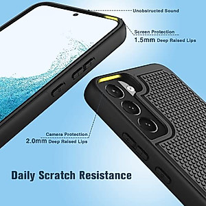 BNIUT for Samsung Galaxy S22 5G Case: Dual Layer Protective Heavy Duty Cell Phone Cover Shockproof Rugged with Non Slip Textured Back - Military Protection Bumper Tough - 6.1inch (Black Matte)