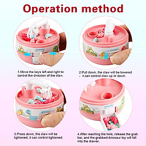 6 pcs Mini Claw Machine, Tiny Dinosaur Toy Claw Machine for Kids Miniature Hand Claw Machine Set with 48 pcs Mini Dinosaur Toys Small Arcade Game Birthday Gift Pinata Party Favors for Boy Girl 8-12