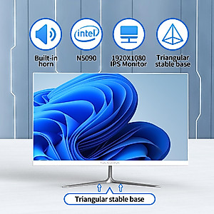 All-in-One Desktop Computer 24" FHD, N5095 8GB RAM, 512GB SSD, Intel Quad-Core, Wired Keyboard & Mouse, RGB Speaker, White (N5095/8G/512G)