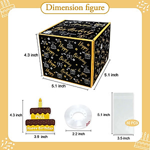 DTESL Happy Birthday Day Money Box for Cash Gift Pull,Money Gift Boxes for Cash,Money Box for Cash Gift Black & Gold Money Holder for Cash with Pull Out Card DIY Set Surprise Birthday Gift Box
