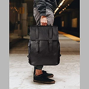 Business Laptop Backapck, Pu Leather Backpack for Travelling Business College, Fits 14.5 Inch Notebook