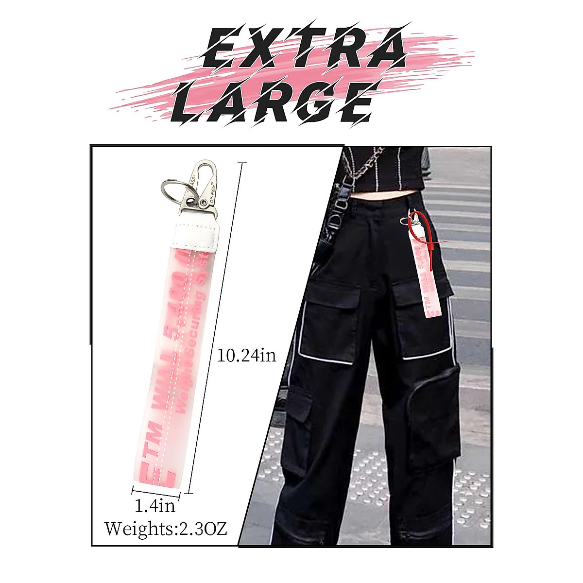 EVERQUEIN Fashionable Keychain Wristlet Strap,Women Wristlet Keychain Lanyard Accessories for Key,Wallet,Wrist,Jeans Decor,Lanyard Wristlet Keychain for Men (PVC-Pink)