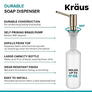 KRAUS Kitchen Soap and Lotion Dispenser in Spot-Free Antique Champagne Bronze, KSD-43SFACB