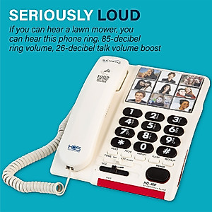 Amplified Big Button Landline Phone for Seniors – 26dB Home Phone with Photo Buttons – Telephones for Hearing Impaired & Simple Big Button Telephone Number for Seniors by Serene Innovations.