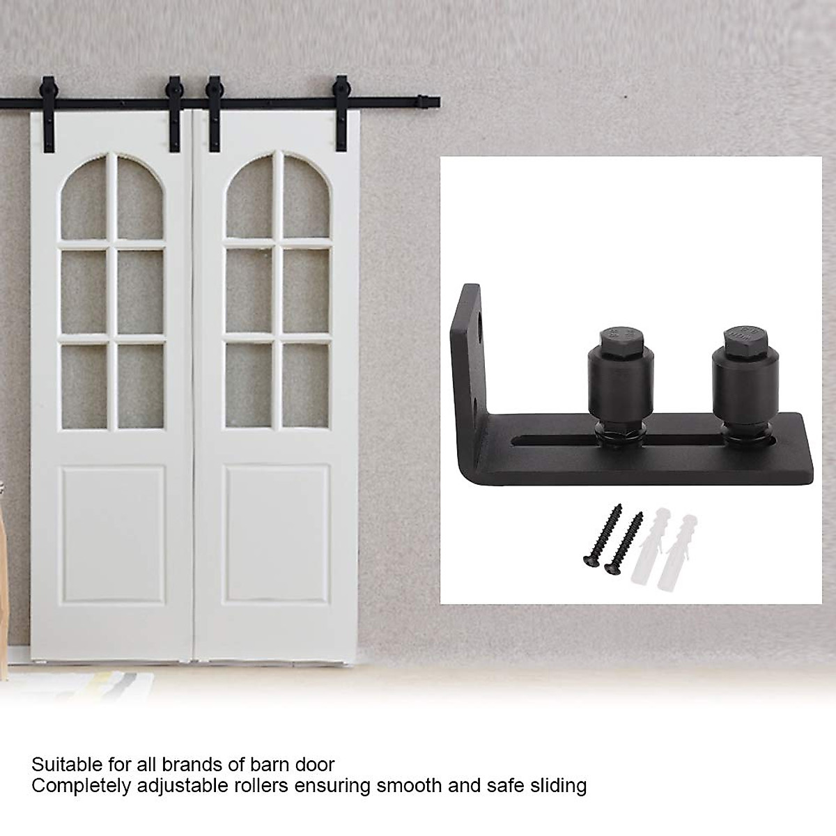 Sliding Barn Door Floor Guides, Barn Door Guide for Bottom Adjustable Roller and Wall Mount System,Barn Door Hardware Accessory,Smoothly and Quietly (A)