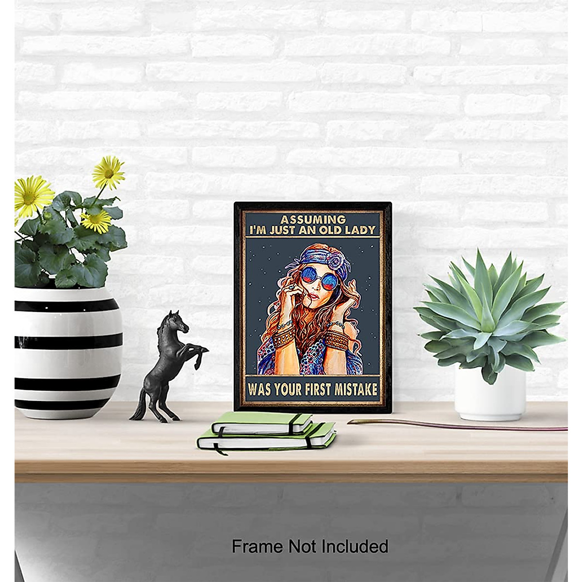 Assuming I'm Just An Old Lady - Boho Hippie Room Decor - Bohemian Room Decor - Funny Birthday Decorations Wall Art Poster - Gift for Grandmother, Grandma, Granny, Women - Psychedelic Room Decor - 8x10