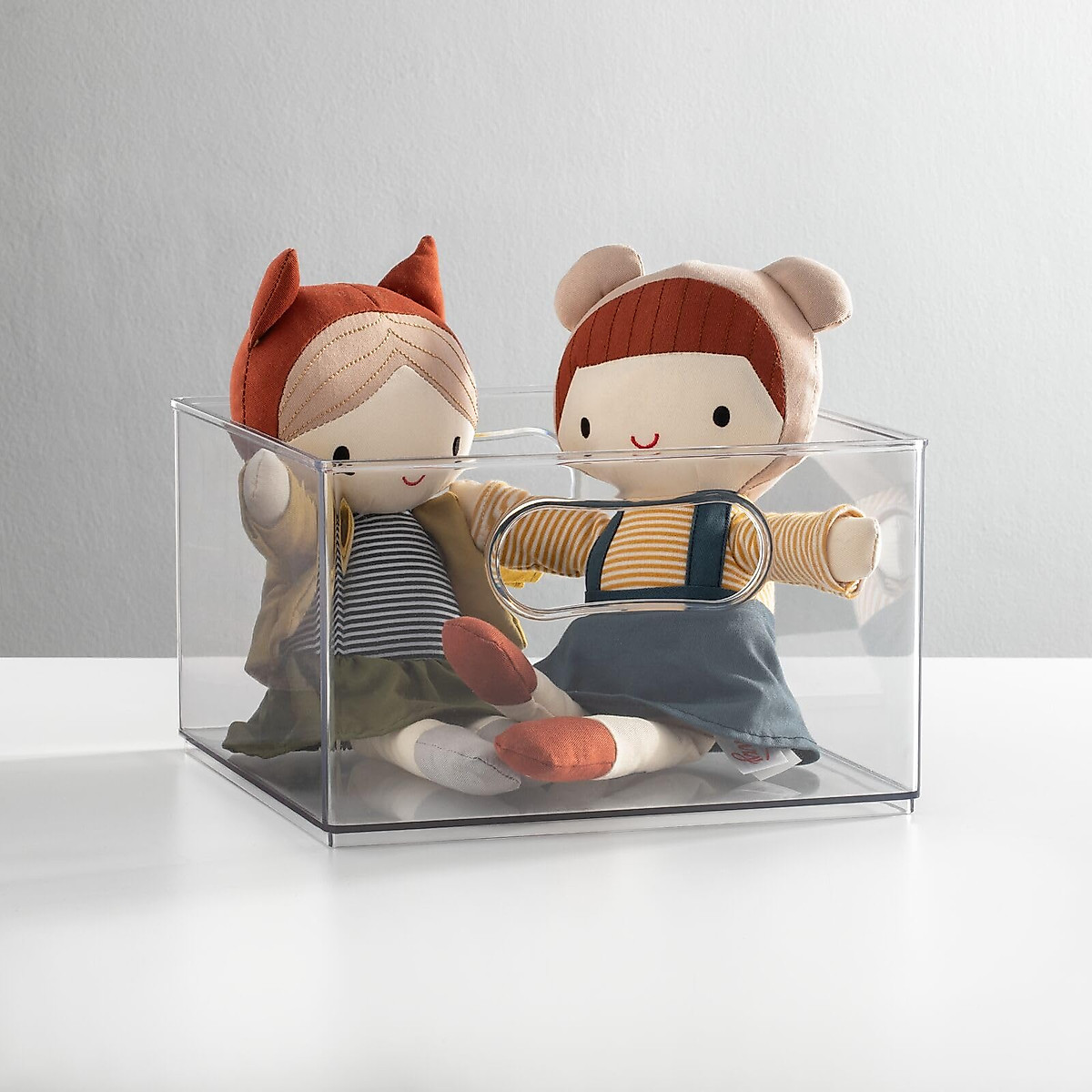 mDesign Deep Plastic Stackable Storage Organizer Container Bin, Household Organization for Cabinet, Counter, Drawer, Cubby, and Cupboard, Holds Clothing, Linens, Toys, 2 Pack, Clear