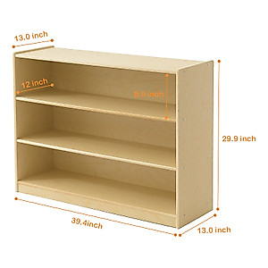 kidi house Kids Bookshelf and Toy Storage Shelf, Wooden Montessori Bookshelf, 3-Tier Toy Shelf, 30in Birch Children Bookcase, Classroom Furniture, Book Shelf for Kids Room, Nursery, Playroom