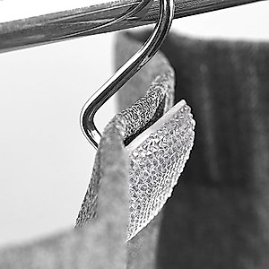 Crystal Shower Curtain Hooks Rings: Bling Glitter Sparkle Shiny Clear Diamond Decorative Shower Curtain Hooks - Luxury Fancy Glam Square Rhinestones Curtain Rings & Hangers for Bathroom - Set of 12