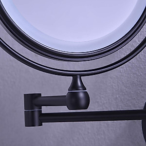 CZQ Makeup Mirror Wall Mounted 10X Magnification, Two Side Vanity Mirror Wall Mount Lighted Extendable Bathroom Mirror, 8 Inch, Chrome Finish, Touch Button Adjustable Light