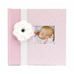 C.R. Gibson Pink Photo Album Baby Book for Girls, 10.4 x 9.7 x 1.9 inches, 80 Pages