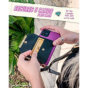 Smartish Stick-on Crossbody Wallet - Dancing Queen Side Piece [Purse/Clutch with Detachable Strap & Card Holder] – Fit for iPhone & Android Phones - Stiletto Black-Gold