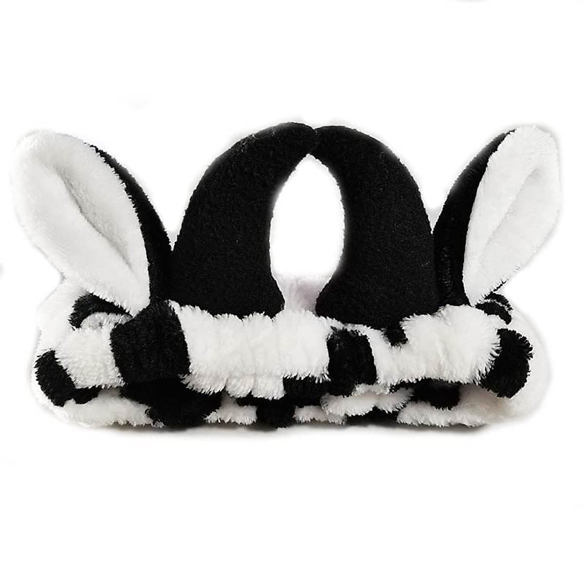 Hofar Face Wash Headband Hairband with Cow Horns Coral Fleece Cartoon Cute Creative Hair Accessories (Black)