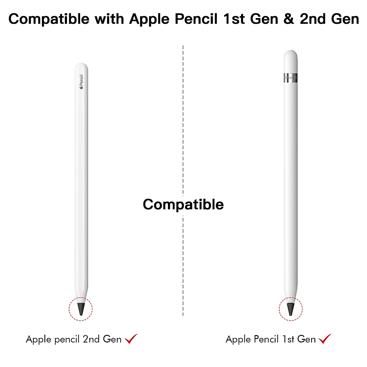 MEKO 4 Pack Replacement Tips for Apple Pencil 1st Gen & 2nd Gen, Pen Nibs for iPad Pro Pencil- Black