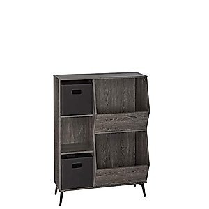 RiverRidge Home Woodbury Collection Storage Cabinet with Cubbies and Veggie 2pc Bin-Black, Weathered