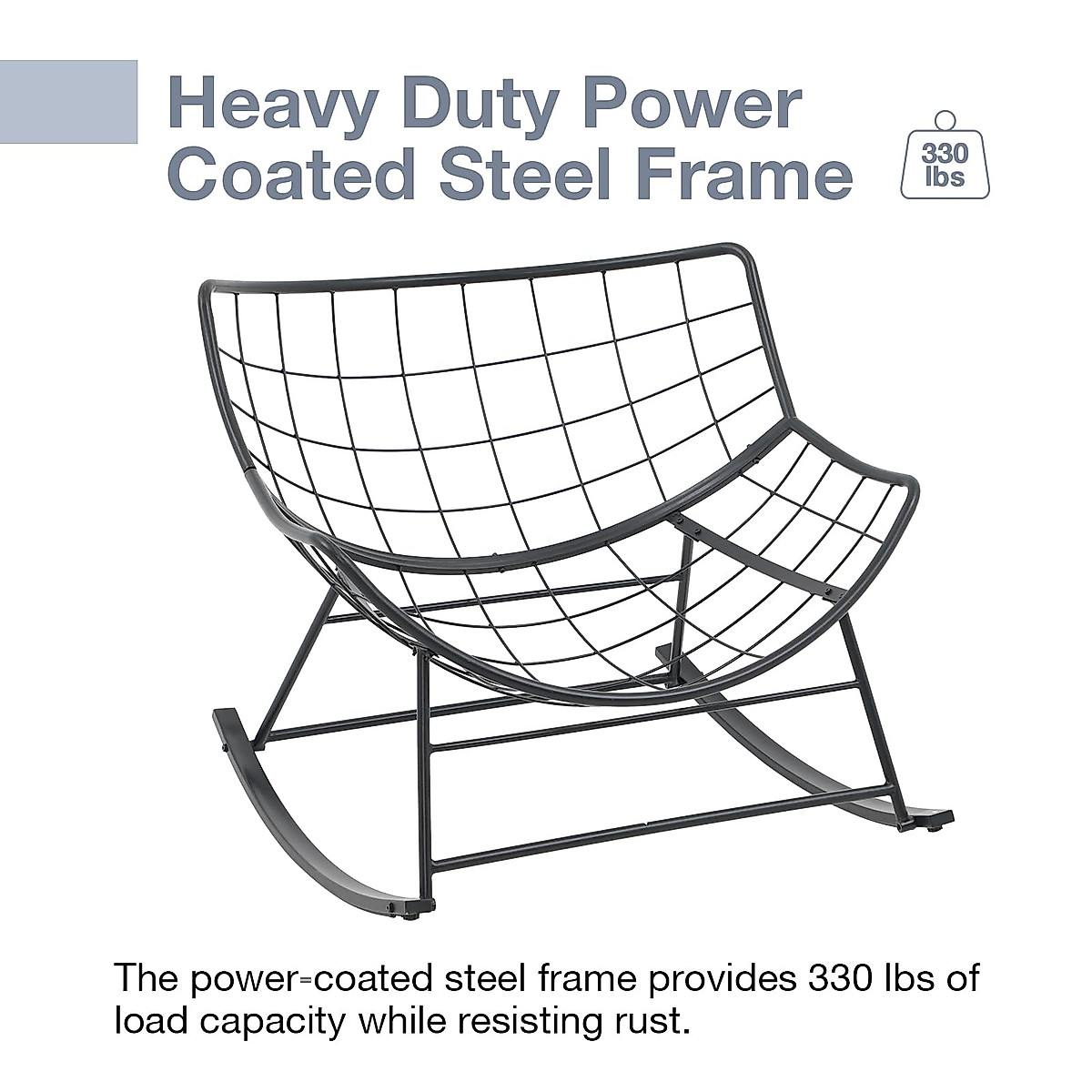 OC Orange-Casual Outdoor Rocking Chair, Patio Comfy Reading Chairs with Oversized Cushion, Indoor Rocker Egg Recliner Chair for Balcony Front Porch Garden Living Room, Navy Blue