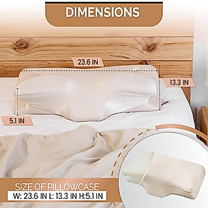 Noum Cervical Neck Pillow | Pillow for Back & Side Sleepers | Pillow for Neck & Shoulder Pain, Reduced Snoring, Facial Symmetry | Contour Orthopedic Ergonomic Memory Foam w/Satin Pillowcase