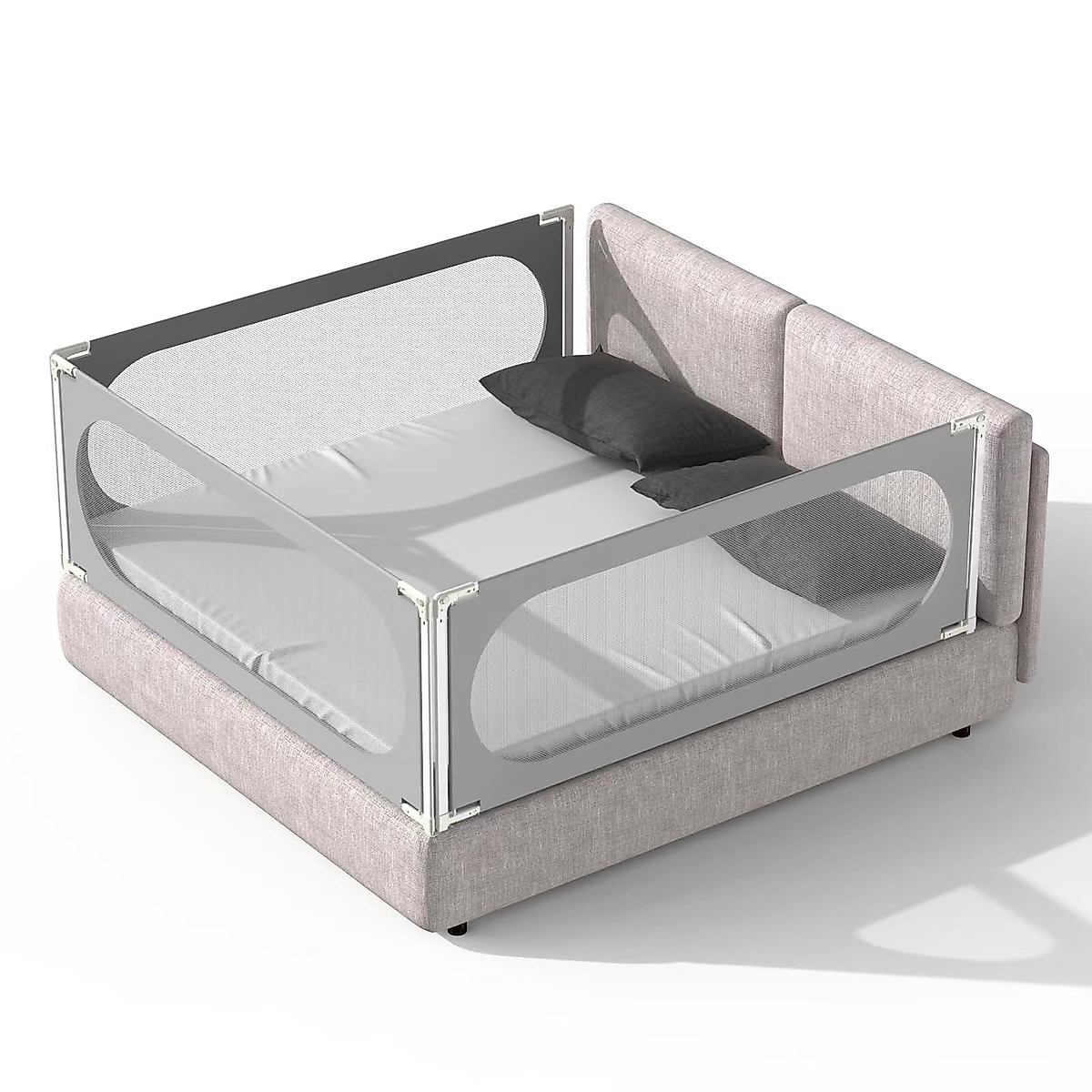 SeseYii Baby Bed Rail with Safety Y-Strap Extra Long Twin Full Queen King Size Infants Toddlers Guardrail with Reinforce Anchor (Grey, 59 inch,1Side)