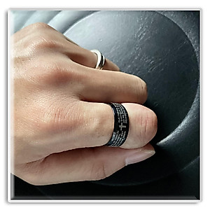 Xusamss Fashion Stainless Steel Lord's Prayer Cross Band Ring