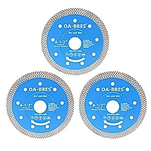 3Pack 4-1/2 Inch Diamond Saw Blade, X-Teeth Super Thin Porcelain and Ceramic Tile Blade for Angle Grinder, Diamond Cutting Wheel for for Cutting Porcelain Ceramic Granite Marble Tile