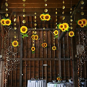 Cheerland Sunflower Party Decorations Artificial Sunflowers Garland Banners Hanging Streamers Home Decor for Wedding Bridal Shower Classroom Office Sun Flower Birthday Party Decorations- Pack of 12