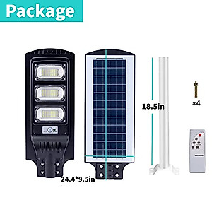 Solar Street Lights Waterproof 144LED 9000 Lumens IP65 Solar Security Flood Light Dusk to Dawn Solar Powered Lamp with Motion Sensor and Remote Control for Garden, Pathway