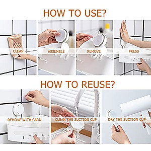 SWAMTIK Corner Shower Caddy with Soap Dish Suction Cup Shower Shelf for Shower Wall Corner Caddy No Drilling Shower Soap Holder for Bathroom Bathtub - White