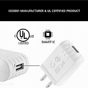 UL Certified Power Adapter 5V 1A USB Wall Charger 1000mA DC Power Supply Compatible with All USB Plug 5V-1A Type A,5Pcs