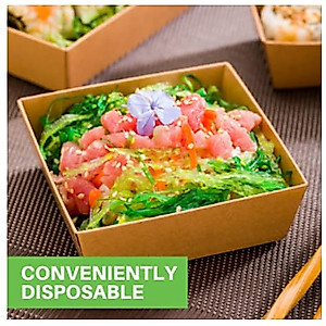 XIAOHONG 50 Pack Paper Charcuterie Boxes with Clear Lids, Disposable Sandwich Boxes 5'' Square To Go Food Containers for Bakery Desserts, Cake Slice, Cookies,Strawberries(Brown)