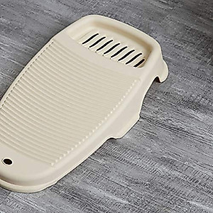 DOITOOL Small Wash Basin Plastic Washboard Hand Washing Board: Non Slip Underwear Wash Board Khaki Hand Washing Clothes Tool for Manual Clothing Laundry Cleaning Tool Hand Underwear Washboard