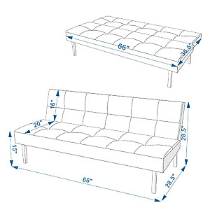 Panana Modern Convertible Futon Sofa Bed for Compact Small Space Living Room Apartment (Cream)