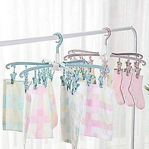 Cabilock Foldable Clip Hangers Clothes Sock Underwear Clips Space Saving Windproof Drying Racks Clothespins for Home Travel (Pink)