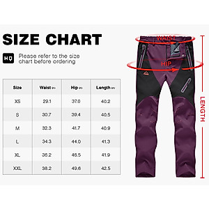 Rdruko Women's Ski Pants Waterproof Insulated Outdoor Hiking Winter Softshell Cold Weather(Purple, US M)