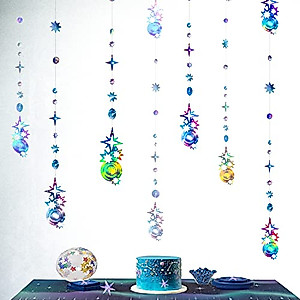 Iridescent Star Garlands Galaxy Shooting Star Hanging Streamer Banner Backdrop for Birhday Party Decorations Wedding Engagement Sweet 16 Bachelorette Bridal Baby Shower Anniversary Party Suppies