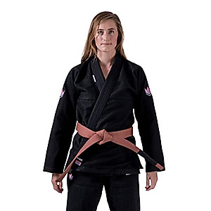 KINGZ Empowered Brazilian Jiu Jitsu Gi - Women's Lightweight Premium BJJ Kimono - IBJJF Legal - 400gsm Pearl Weave Pro Competition - (Black) F3