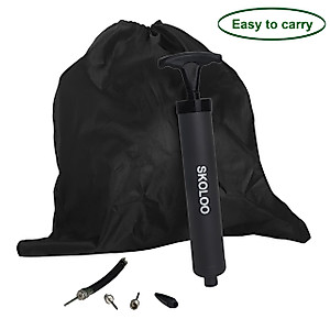 Skoloo 10" Portable Hand Air Ball Pump Inflator Kit with Needle, Nozzle, Extension Hose for Soccer Basketball Football Volleyball Water Polo Rugby Exercise Sports Ball Balloon Swim Inflatables,Black