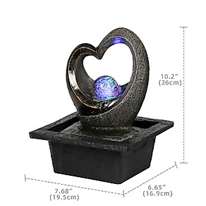 Ferrisland Tabletop Water Garden Zen Fountain with LED Light, Fountain Fengshui Indoor Decoration – Zen Meditation Tabletop Decorative Waterfall Kit with Submersible Pump for Office and Home Decor