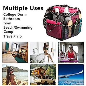 COFSODI Portable Hanging Mesh Shower Caddy - Shower Bag with Key Hook and Windproof Hook, 8 Pockets, Shower Organizer for College, Dorm, Camp, Beach, Swimming, Gym, Travel (Black)