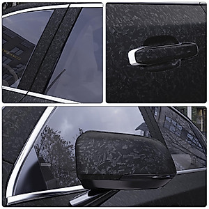 Lypumso Matte Black Forged Carbon Fiber Vinyl Wrap Roll, Anti-Wrinkle Bubble Free Replacement Car Sticker, Premium Self Adhesive Car Wrap Vinyl Automotive DIY Interior Exterior 1ft x 5ft