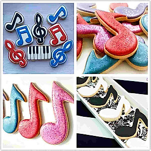 Music Note Cookie Cutters Set of 12, Metal Music Note Fondant Mold Musical Instruments Mold, GClef Eighth Note Quarter Note Piano Violin Guitar Piano Keyboard Shapes Biscuit Molds for Kids DIY Baking