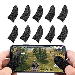 Newseego Mobile Game Finger Sleeve [10 Pack], Touch Screen Finger Sleeve Breathable Anti-Sweat Sensitive Shoot and Aim Keys for Rules of Survival/Knives Out for Android & iOS (Black)