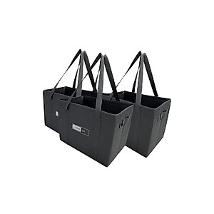 ESMELDY - PRO Reusable Grocery Bags - Reusable Shopping bags for groceries (Kit of 3) grocery tote Bags with Long Handles, Reinforced Bottom and separator, Foldable shopping bag