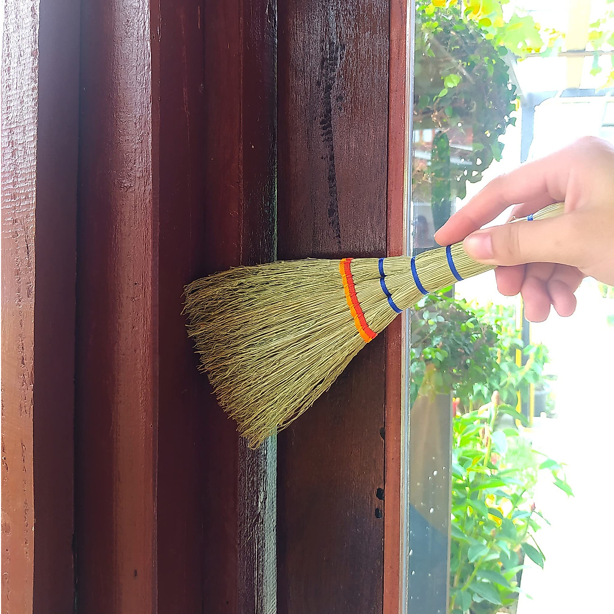 Small Corn Wisk Brush Broom 11 Inch Flagged Indoor Heavy Duty Multi Surface Hard & Soft Floor Home Office Cleaning Tool Supplies 100% Handmade for Household Sweeping Indoor Outdoor (Random 2)